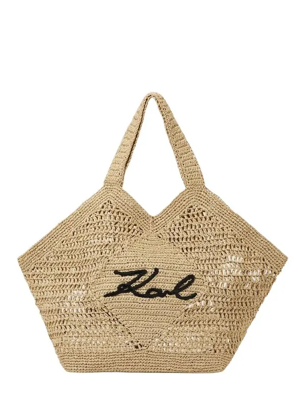 Karl Lagerfeld Signature Crochet Tote Bag - Natural