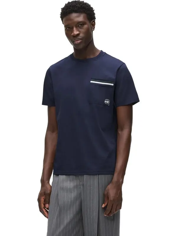 Karl Lagerfeld Ikon Stripe Pocket T-shirt - Peacoat