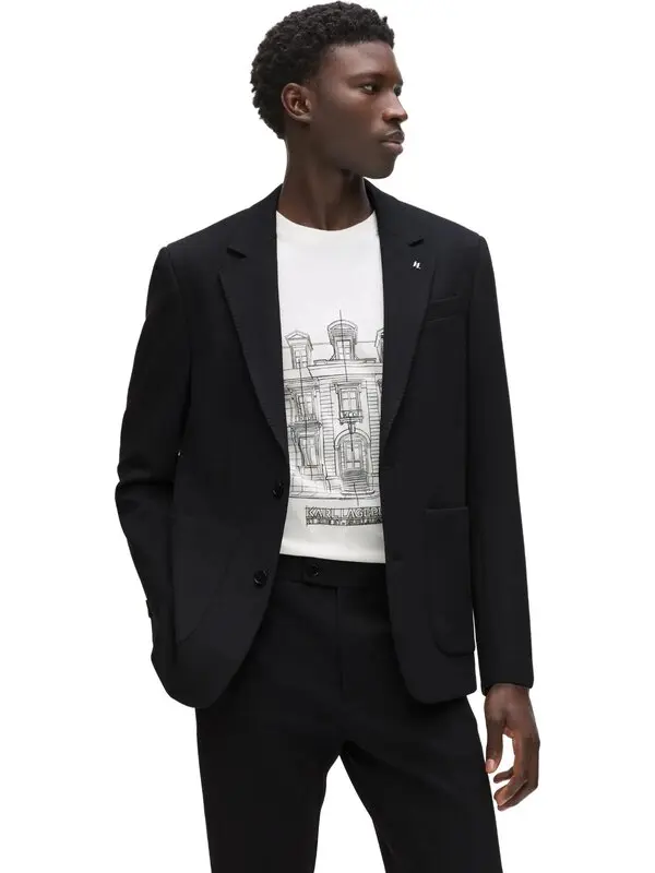 Karl Lagerfeld Patch Pocket Punto Blazer - Black