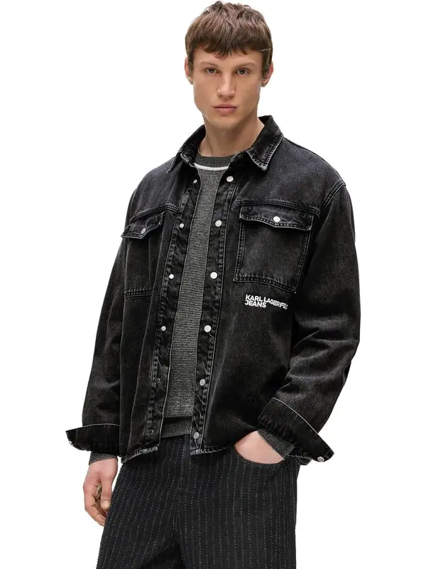 KL JEANS Karl Quote Denim Overshirt - Washed Black