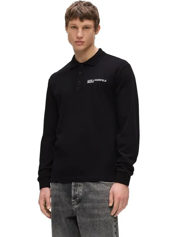 KL JEANS Long-sleeved Logo Polo Shirt - Black