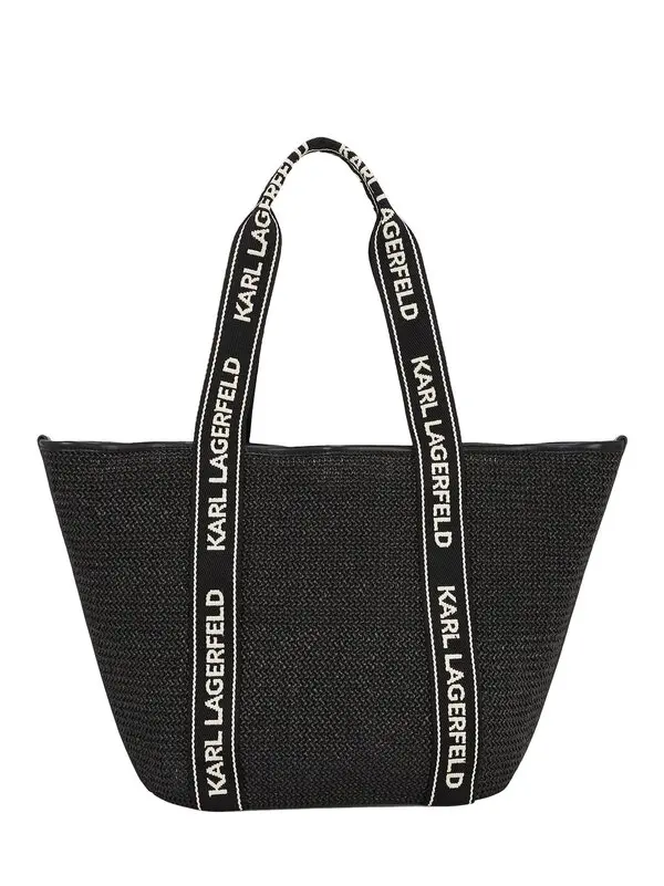 Karl Lagerfeld Logo Woven Tote Bag - Black