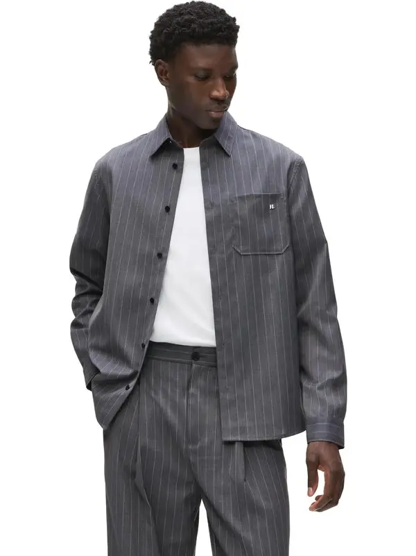 Karl Lagerfeld Pinstripe Wool‑blend Shirt - Shadow