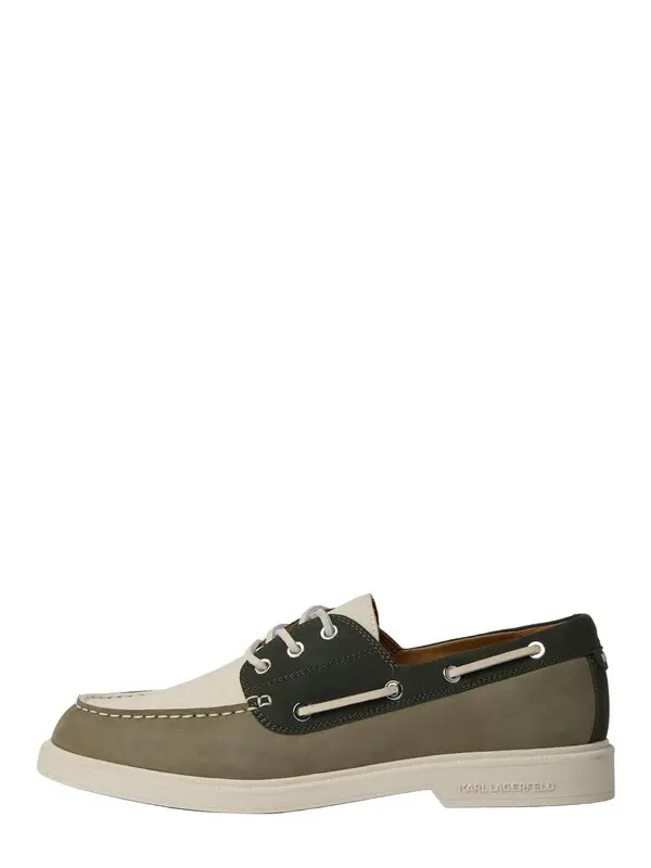 Karl Lagerfeld Kori Tri-color Boat Shoes - Khaki