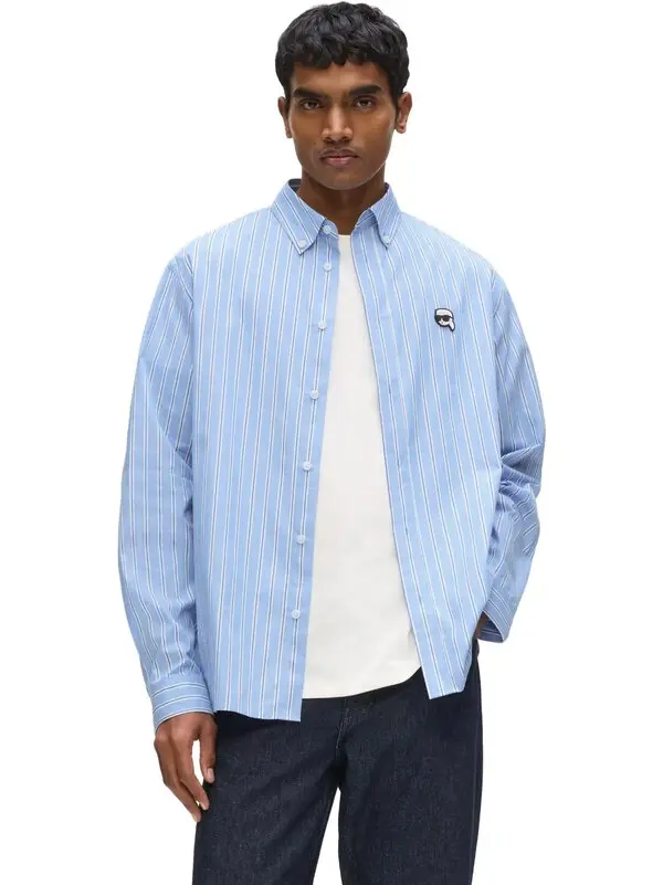 Karl Lagerfeld Ikon Stripe Relaxed Shirt - Dusty Blue