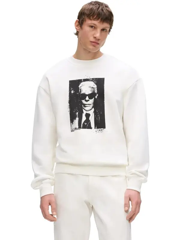 KL JEANS Jeans Relaxed Karl Print Sweatshirt - Egret