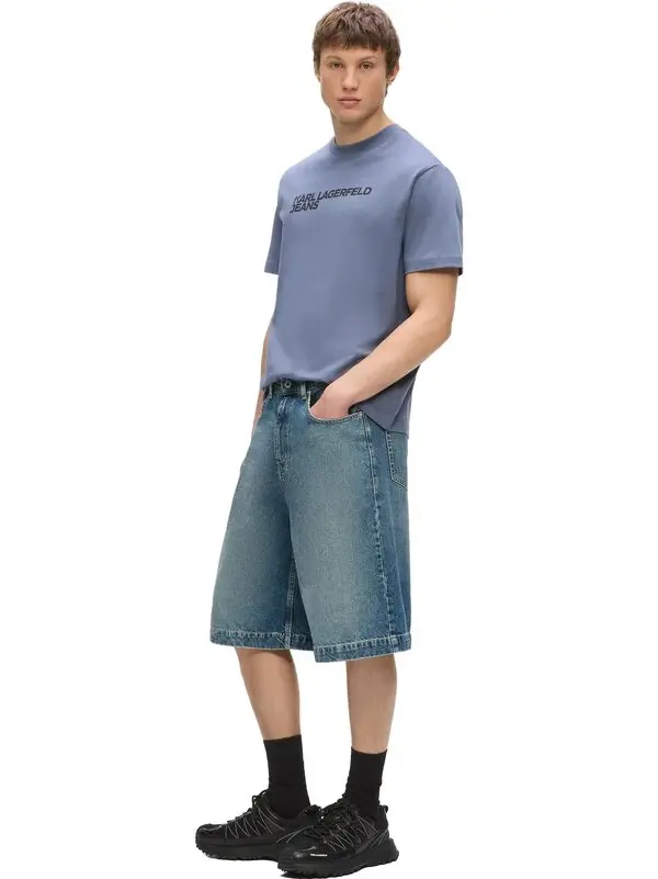 KL JEANS Jeans Baggy Washed Denim Shorts - Visual Washed Blue