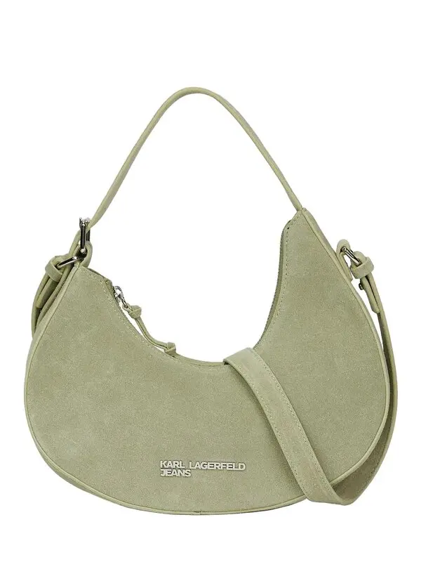 KL JEANS Jeans Rounded Suede Top Handle Bag - Tea