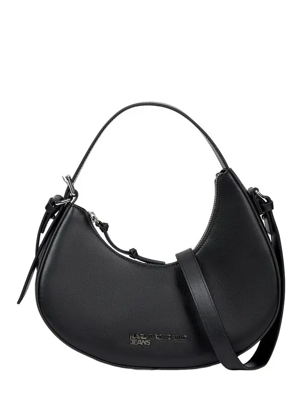 KL JEANS Jeans Rounded Leather Top Handle Bag - Black