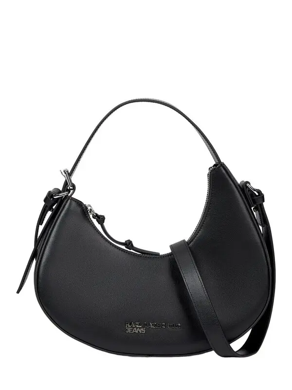 Karl Lagerfeld Rounded Leather Top Handle Bag - Black