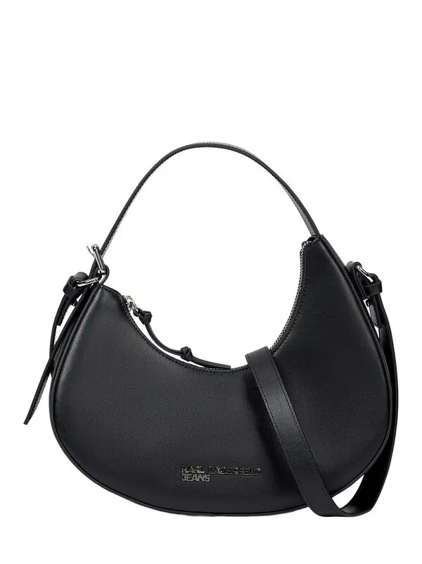 Karl Lagerfeld Rounded Leather Top Handle Bag - Black