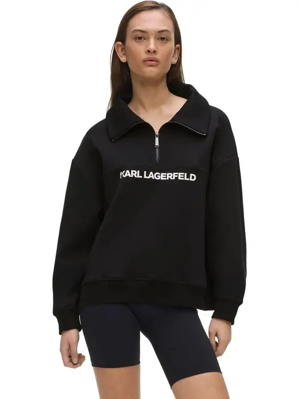 Karl Lagerfeld Logo Athleisure Half-zip Sweatshirt - Black