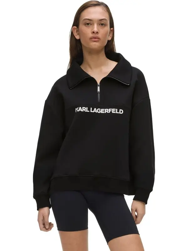 Karl Lagerfeld Logo Athleisure Half-zip Sweatshirt - Black