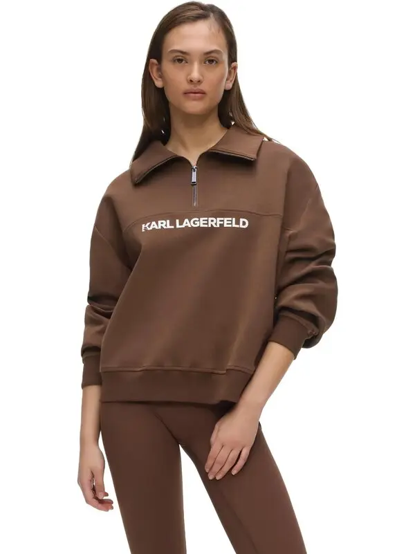 Karl Lagerfeld Logo Athleisure Half-zip Sweatshirt - Chestnut