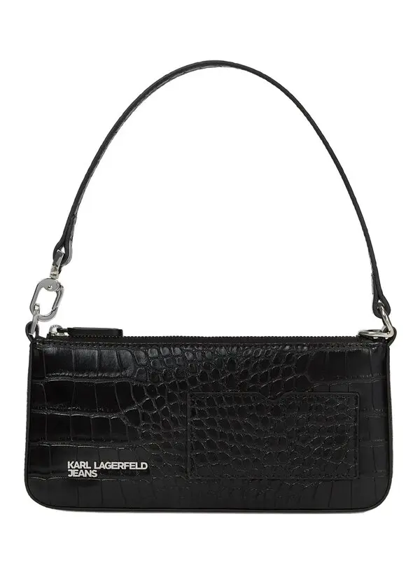 KL JEANS Transformable Croc-effect Pouch - Black