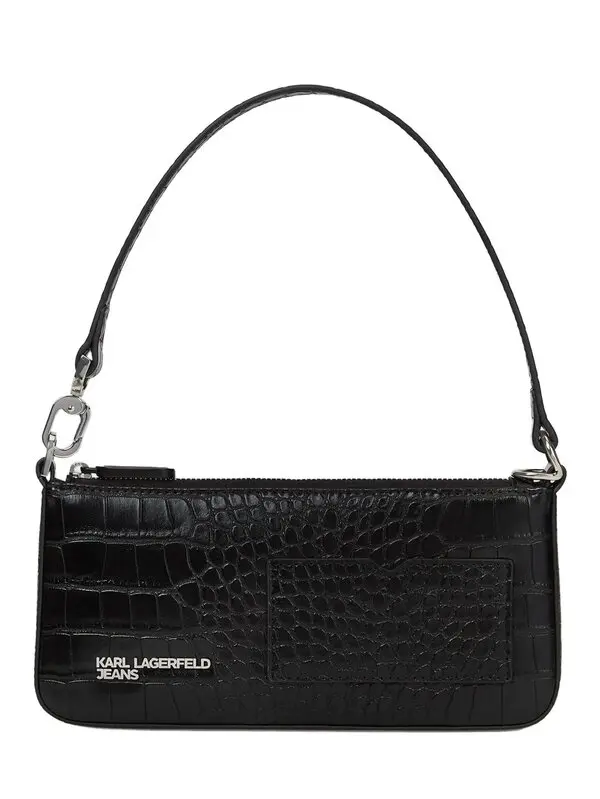 Karl Lagerfeld Transformable Croc-effect Pouch - Black