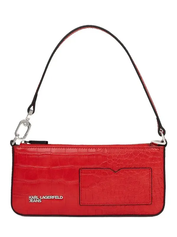 Karl Lagerfeld Transformable Croc-effect Pouch - High Risk Red