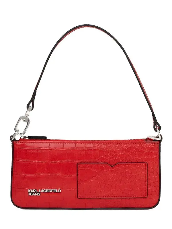 Karl Lagerfeld Transformable Croc-effect Pouch - High Risk Red