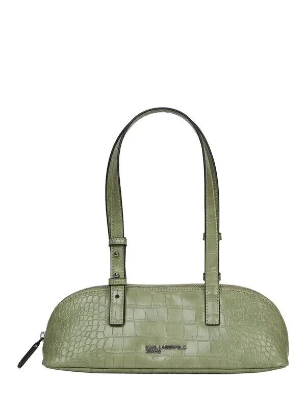 KL JEANS Croco Elongated Shoulder Bag - Tea