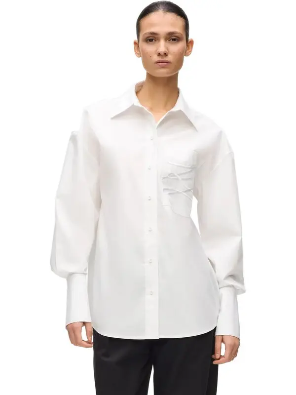Karl Lagerfeld Autograph Embroidered Organic Cotton Shirt - White