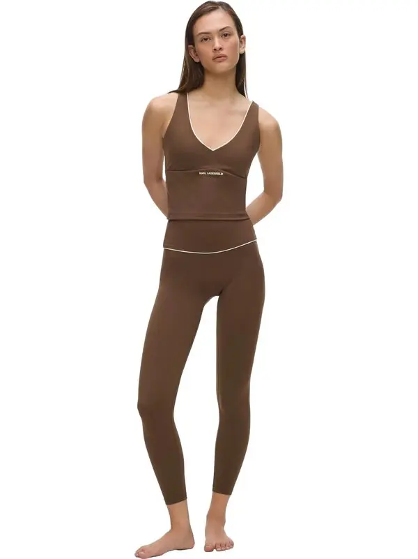 Karl Lagerfeld Contrast Piping Athleisure Leggings - Chestnut