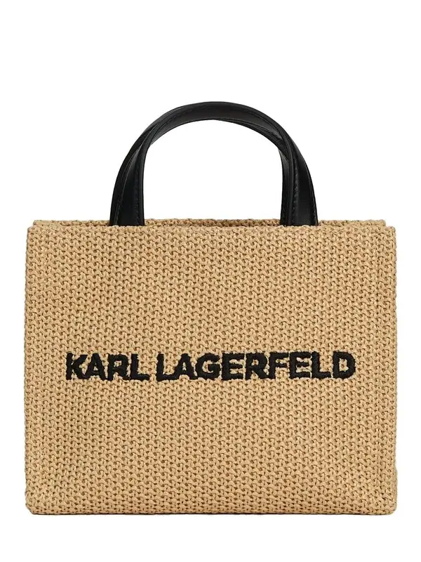 Karl Lagerfeld Small Square Woven Beach Bag - Natural