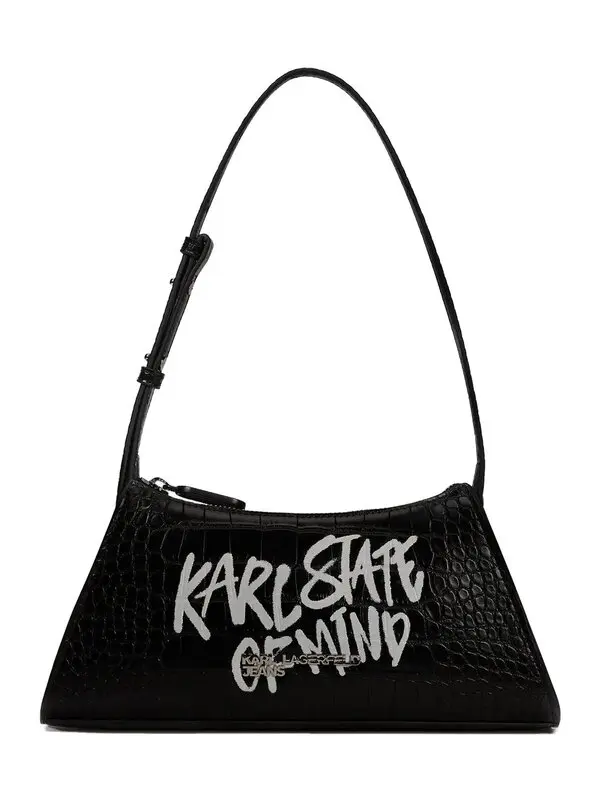 KL JEANS Jeans Croc-effect Small Shoulder Bag - Black