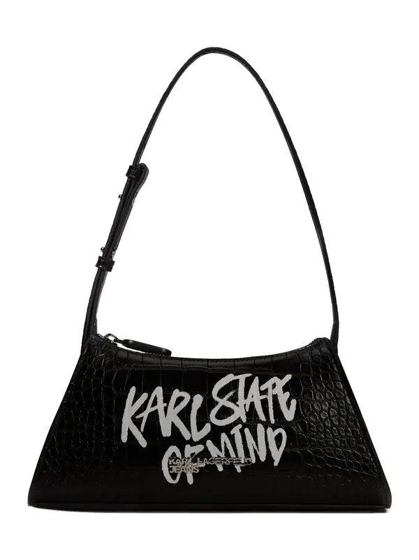 KL JEANS Jeans Croc-effect Small Shoulder Bag - Black