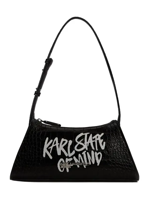 Karl Lagerfeld Croc-effect Shoulder Bag - Black