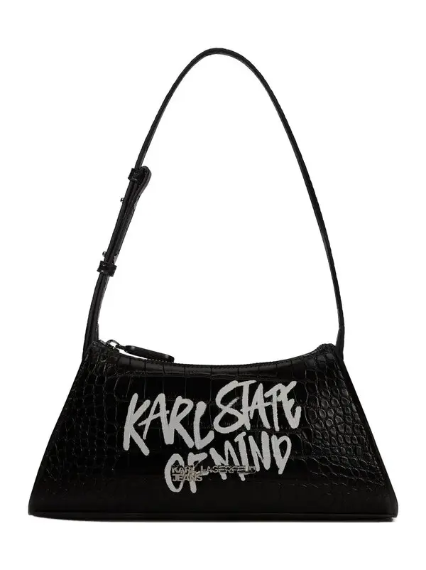 Karl Lagerfeld Croc-effect Shoulder Bag - Black