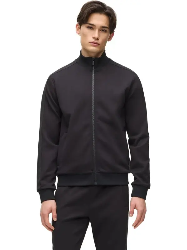 Karl Lagerfeld Logo Tape Zip-up Sweatshirt - Black