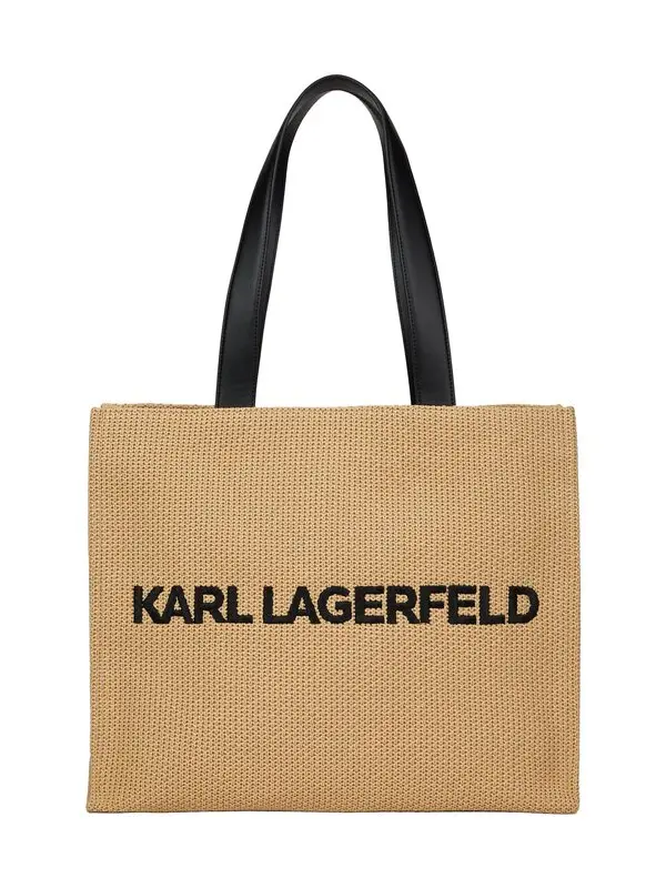 Karl Lagerfeld Large Woven Square Beach Bag - Natural