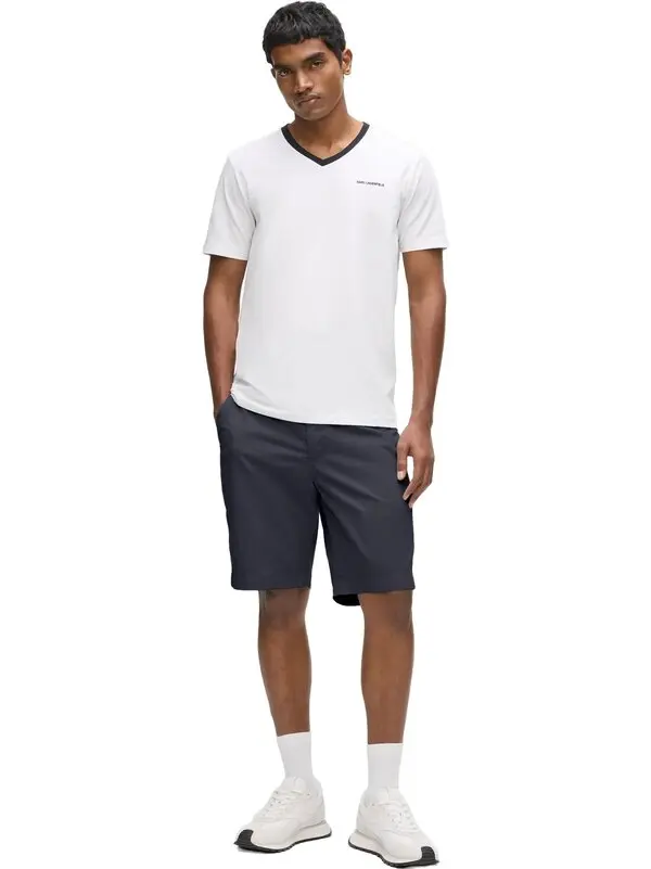 Karl Lagerfeld Tailored Bermuda Shorts With Monogram Detail - Navy