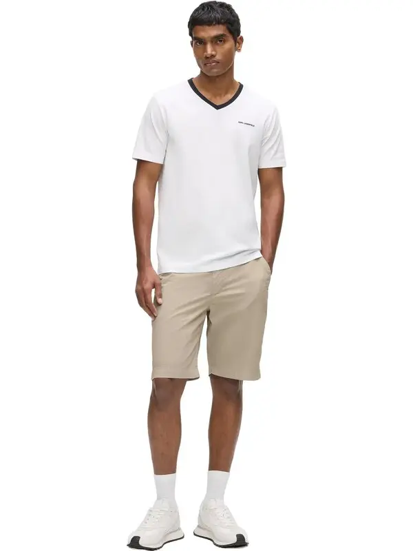 Karl Lagerfeld Tailored Bermuda Shorts With Monogram Detail - Sand