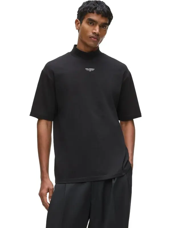 Karl Lagerfeld Mock-neck T-shirt - Black