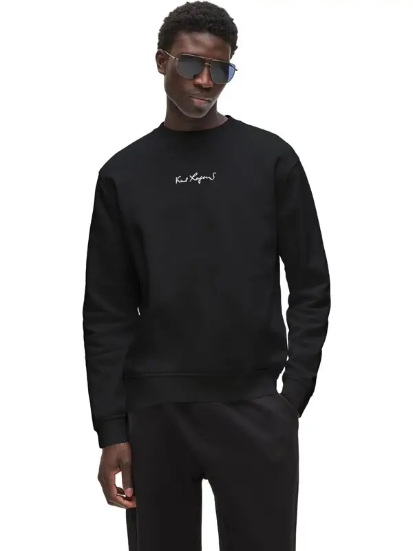 Karl Lagerfeld Cotton Blend Sweatshirt With Graphic Portrait Print - Black