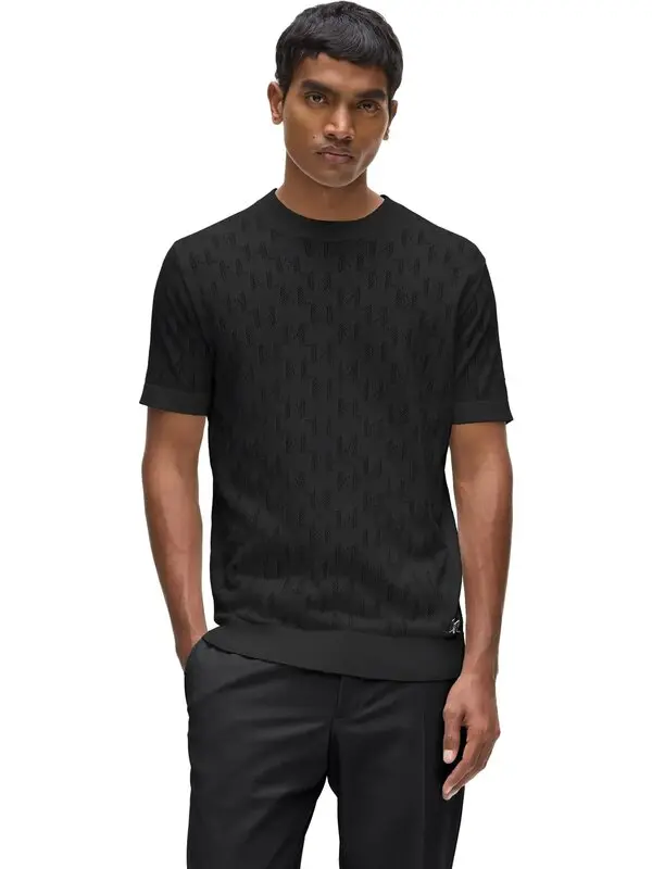 Karl Lagerfeld Monogram Short-sleeved Sweater - Black
