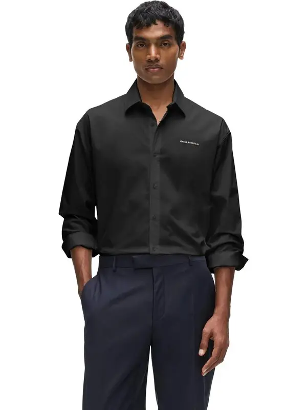Karl Lagerfeld Metallic Logo Shirt - Black