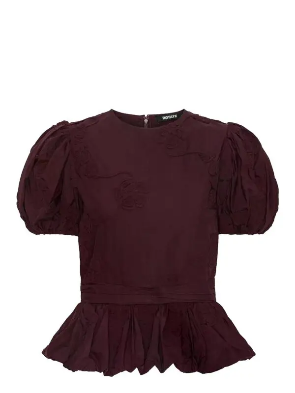 ROTATE BY BIRGER CHRISTENSEN Bordeaux Puff Sleeve Top - Red