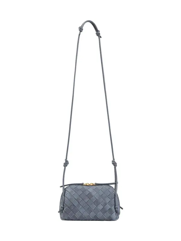 Bottega Veneta Suede Intrecciato Concert Pouch - Blue