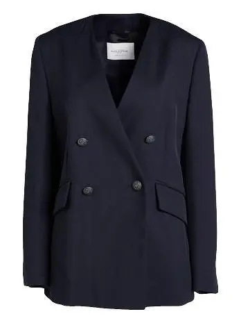 BALLANTYNE Midnight Polyester And Virgin Wool Double-breasted Blazer - Blue