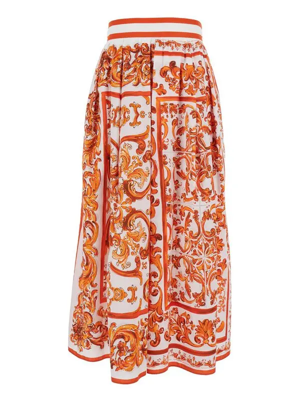 Dolce & Gabbana Maiolica Print Midi Skirt - Multicolor