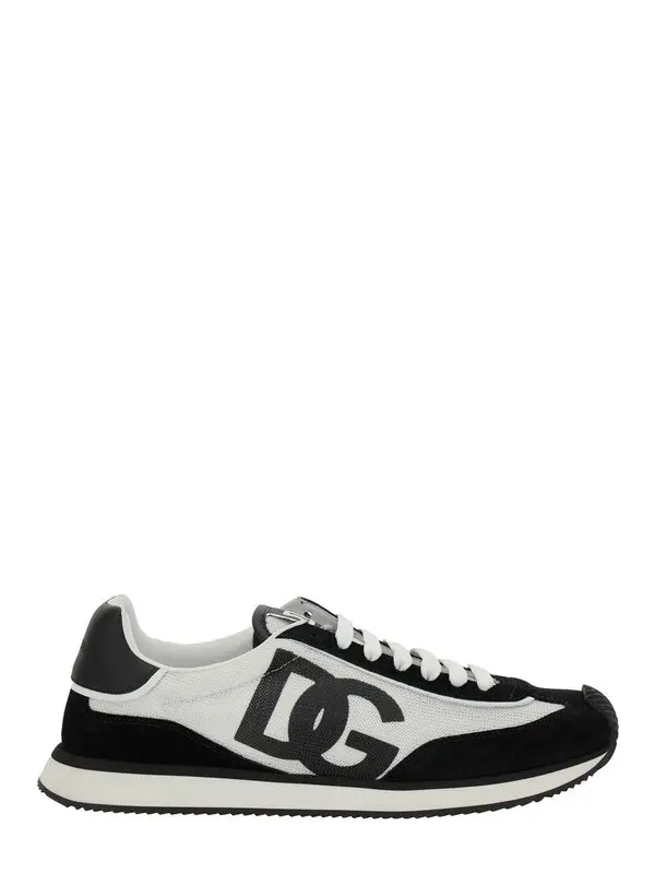 Dolce & Gabbana Aria' Logo Patch Leather Sneakers - Multicolor