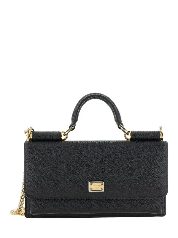 Dolce & Gabbana Grained Leather Crossbody Bag With Logo Plate - Multicolor