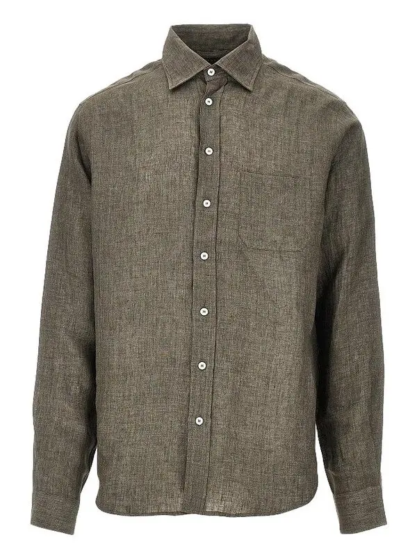 Sease Inen Cassic Bd Shirt - Brown