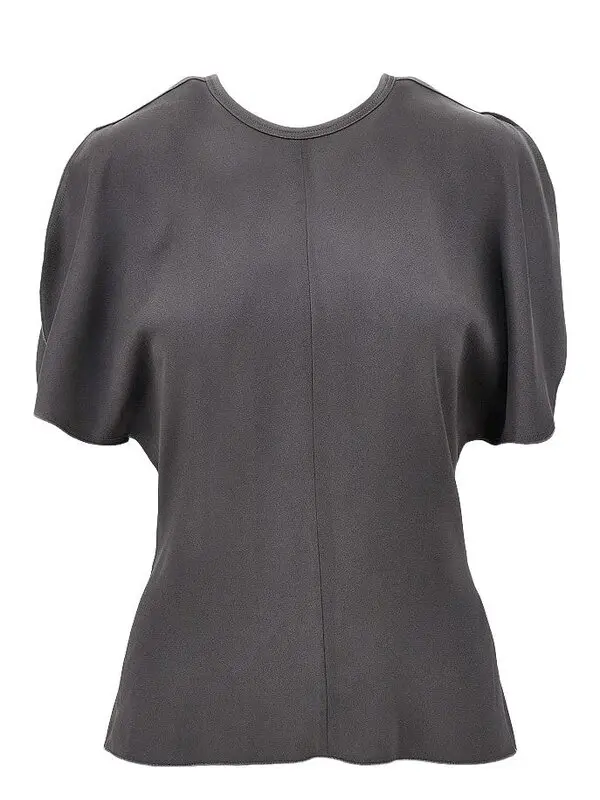 Victoria Beckham Bela Crepe Back Satin Top With Cap Sleeves - Grey