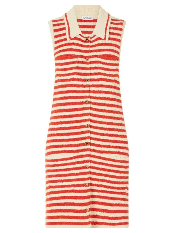 Altuzarra Mamie Striped Cotton-blend Bouclé Mini Dress - Red
