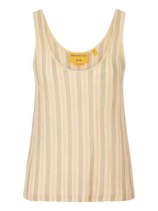 Guest In Residence Striped Cashmere Tank - Yellow