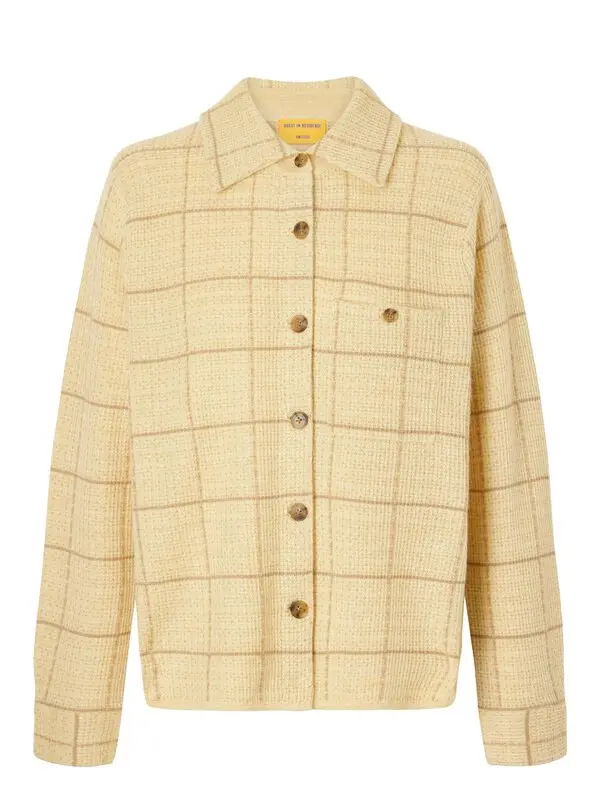 Guest In Residence Dylan Checked Knitted Cashmere And Linen-blend Shirt - Yellow