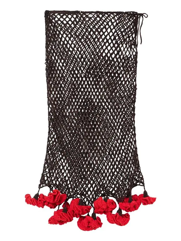 Alaïa Embellished Crocheted Midi Skirt - Brown